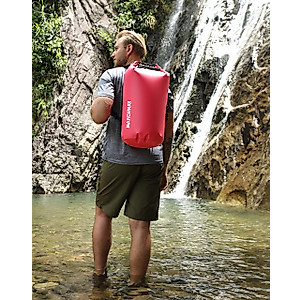 MARCHWAY Floating Waterproof Dry Bag Backpack 5L/10L/20L/30L/40L, Roll Top Sack Keeps Gear Dry for Kayaking, Rafting, Boating, Swimming, Camping, Hiking, Beach, Fishing (Pink, 20L)