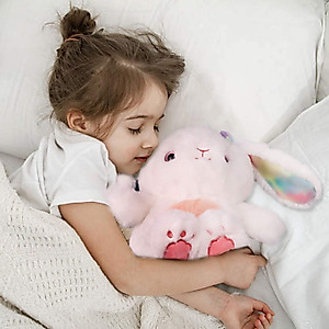 Prefilled Jumbo Easter Eggs with 9.8 inch White Easter Plush Bunny Stuffed Animal Easter Gifts for Kids Boys Girls, Easter Basket Stuffers/Fillers, Easter Egg Hunt, Easter Party Favor