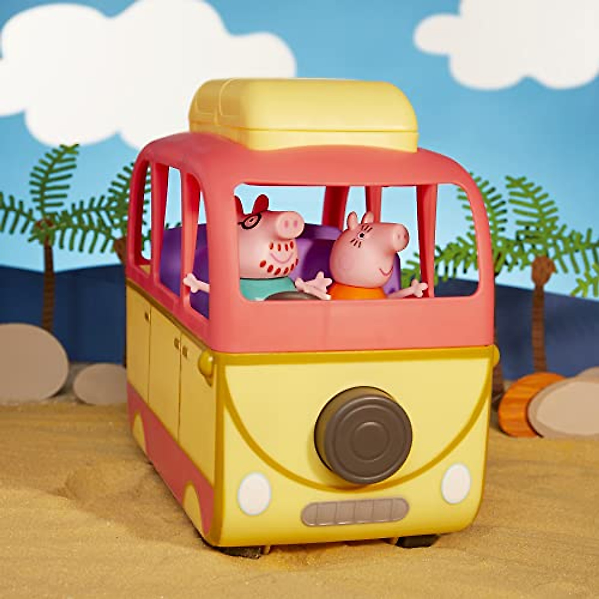 Peppa Pig Peppa Visits Australia Campervan Vehicle Preschool Toy with Rolling Wheels; Includes 8 Figures, 4 Accessories, for Ages 3 and Up (Amazon Exclusive)