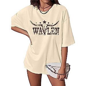 Cow Skull Shirts for Women Western Graphic T Shirts Oversized Country Music Shirt Rodeo Cowboy Graphic Tee