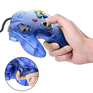 2 Pack N64 USB Controller, miadore USB Retro N64 Gamepad Joystick Raspberry Pi Controller for Windows PC MAC Linux (Clear Blue)
