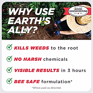 Earth's Ally Weed and Grass Killer Concentrate | Safe, Pet-Friendly Natural Weed Control Spray for Patios, Driveways & Sidewalks, Makes 1 Gallon