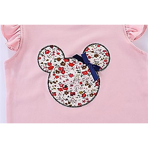 Mud Kingdom Toddler Girls Skirt Set Cute Cartoon Floral Summer Pink 3T