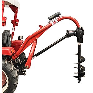 Tool Tuff Pole-Star 1500 Heavy Duty 3-Point Post Hole Digger for Cat 1 & 2 Tractors with 6", 9", 12" HD Augers
