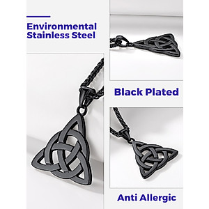 Richsteel Triquetra Celtic Knot Pendant Necklace for Men Women Stainless Steel Irish Knot Amulet Jewelry