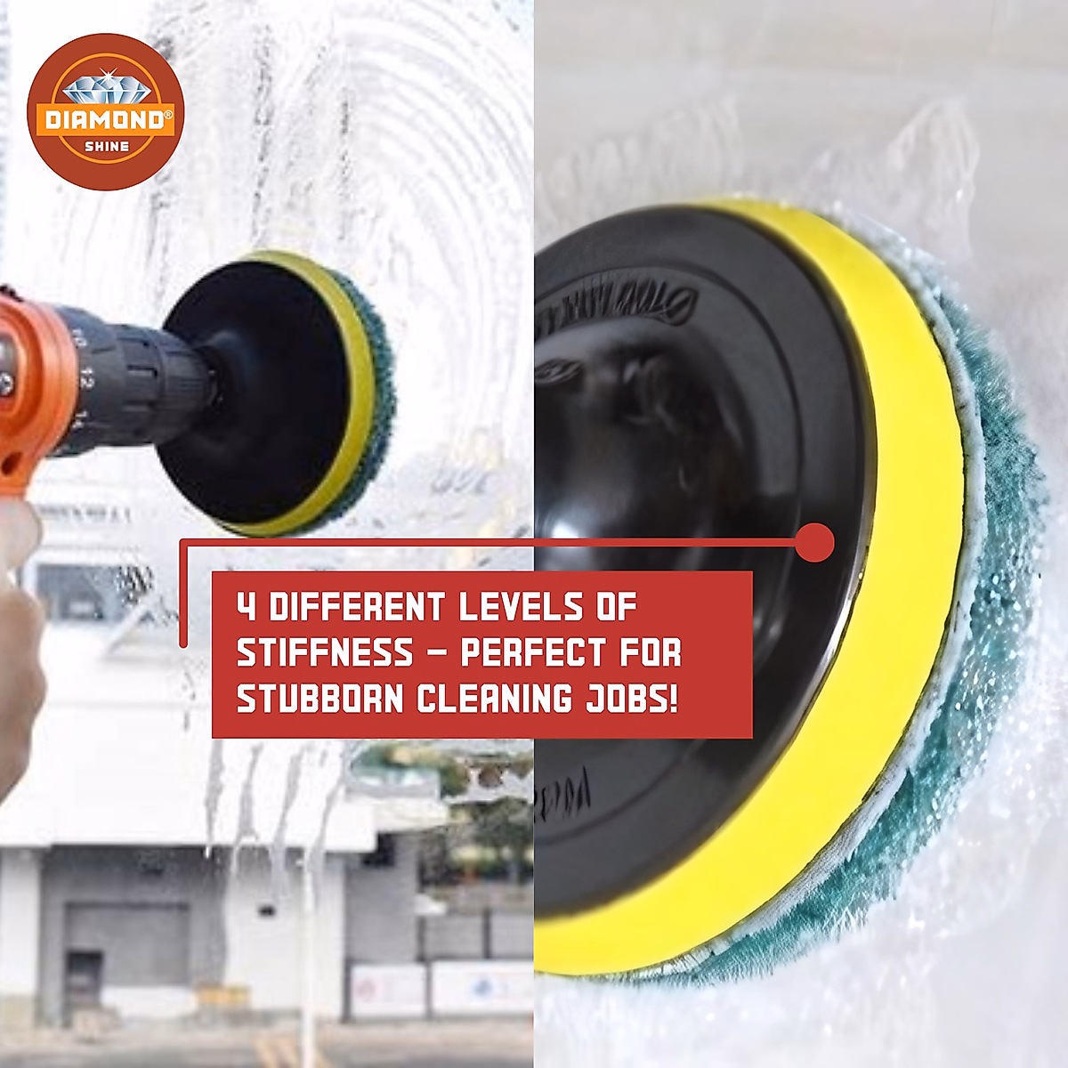 Hard Water Stain & Spot Remover -14 Piece Ultimate Value Pack Drill Brush Cleaning/Scouring Kit - Shower Doors. Glass, Porcelain, Stainless Steel, Chrome, Multi-Surface