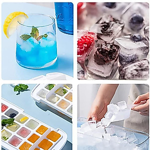 LittleStar Ice Tray with Lid and Bin-Updated Press Plate Easy Release Ice Cubes Double Layers Ice Makers For 48pcs Ice Cubes BPA Free (Pink)