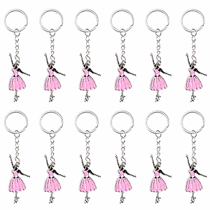 Chris.W 12pcs Ballerina Dancer Keychains, Ballet Dander Key Chain, Dancing Girl Car Bag Chain for Girls and Women Party Favors