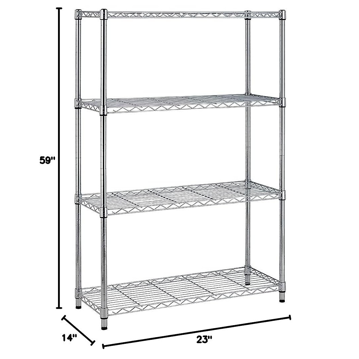 BestOffice Adjustable Wire Shelving Storage Shelves Heavy Duty Shelving Unit for Small Places Kitchen Garage (Chrome, 36×14×54)