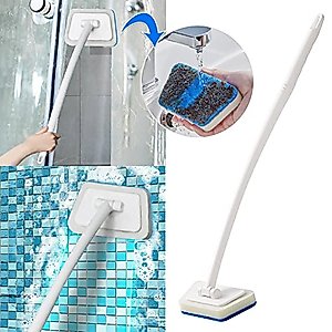 Removable Bathtub Brush - Multifunctional Wall Tile Brush Window Glass Sponge Cleaning Brush Long Handle Decontamination Floor Brush, for Home Bathroom