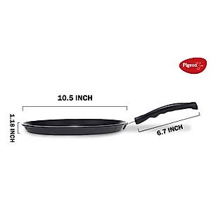 Pigeon Nonstick Handheld Crepe Pan - 27cm (10.5 inches) PFOA Free, Scratch Resistant Coating with 4mm Premium Thick Base Tawa - For pancakes, crepes, rotis, dosas, uttapams and more (Black)