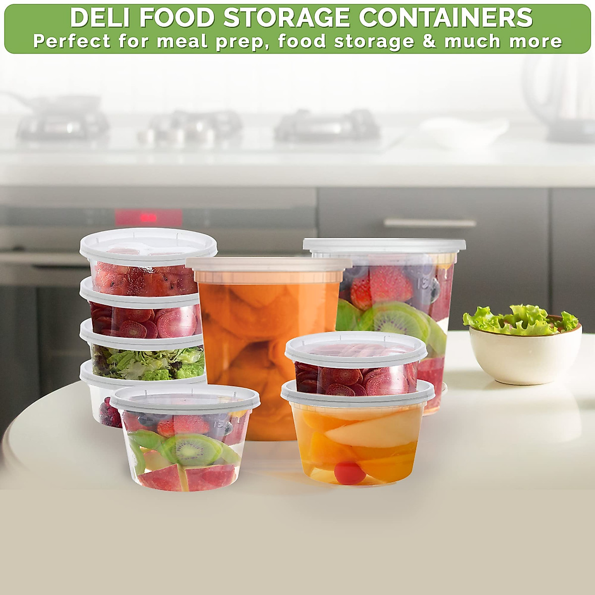 Deli Containers with Lids – Non-BPA Plastic Containers – 60pcs Plastic Storage Containers for Food Storage – Thick and Durable Storage Containers – Airtight Meal Prep Container (Clear 8oz)
