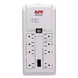 APC P8GT 8 Outlets 120V Power-Saving Home/Office SurgeArrest with Phone Protection White, 9.1 x 14.0 x 1.5