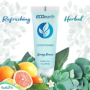 EcoEarth Travel Size Conditioner (1 fl oz, 100 PK, Spring Breeze), Delight Your Guests with Revitalizing and Refreshing Hotel Conditioner, Quality Small Size Travel Amenities Hotel Toiletries in Bulk