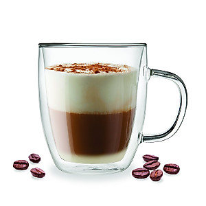 Godinger Large Coffee Mug Glass Double Wall Insulated - 16oz