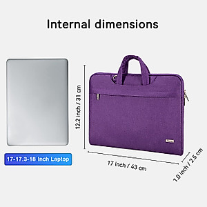 Voova 17 17.3 Inch Laptop Sleeve Case, Slim Women Men Shoulder Hand Bag Compatible with Razer Blade Pro 17, Lenovo Dell Asus Acer HP Notebook Messenger Briefcase with Strap, Waterproof, Purple
