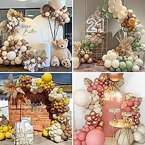 RUBFAC White Sand Balloons Different Sizes 105pcs 5/10/12/18 Inch White Cream Balloon Garland Kit for Wedding Baby Shower Birthday Party Supplies Bridal Shower Decorations