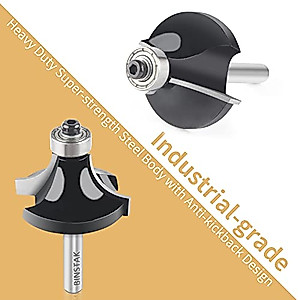 1/2" Radius Roundover Router Bit 1/4" Shank, Edge Forming Roundover Bit Bead Rounding Over Edging Bit by BINSTAK