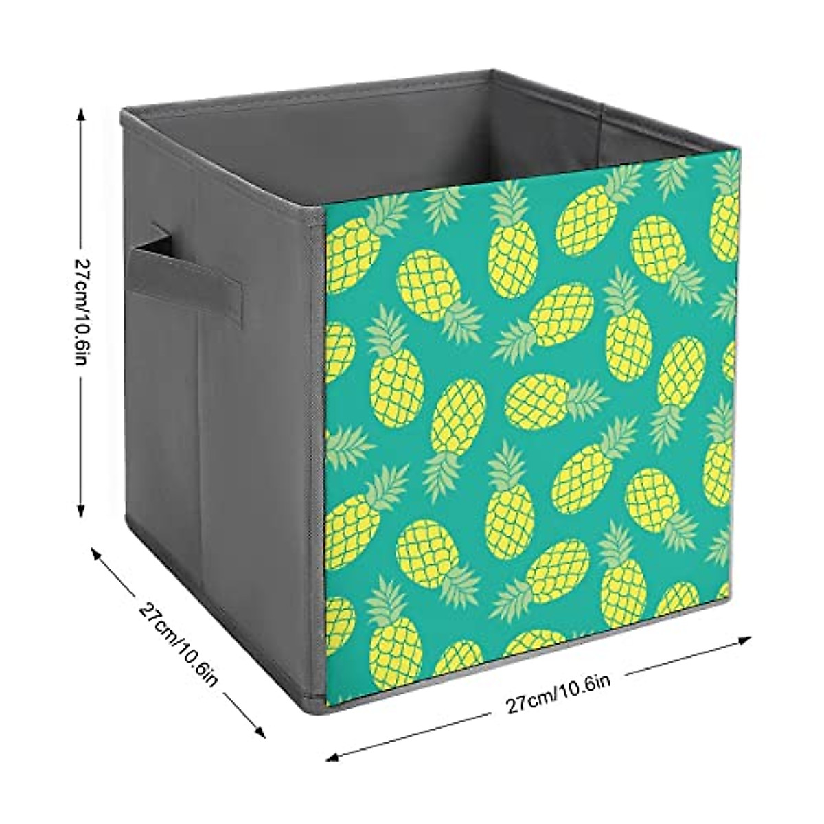 Tropical Pineapple Large Cubes Storage Bins Collapsible Canvas Storage Box Closet Organizers for Shelves