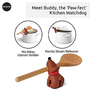 OTOTO Buddy Dog Kitchen Spoon Holder- Cooking Spoon Rest for Kitchen Counter- Spatula, Ladle Holder, Kitchen Utensil Holder- Heat Resistant Dishwasher-Safe Utensil Rest BPA-Free Spoon Holder