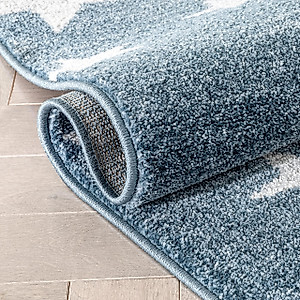 Well Woven Kosme Blue Geometric Star Pattern Stain-Resistant Area Rug 3x5 (3'11" x 5'3")