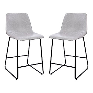 Flash Furniture Leather Stools, 24 inch, Light Gray