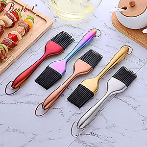 LARATH Silicone Basting Brush with Stainless Steel Handle Spread Oil Butter Sauces Brush Pastry Cakes Meat Sausages Desserts Brushes for Cooking Grilling Baking Kitchen Utensils, Rose Gold