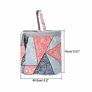 PATIKIL Yarn Storage Bag, Portable Crochet Knitting Bag Case Skein Ball Holder Organizer Crocheting Tote Supplies for Sewing Craft Projects, Blue Geometry