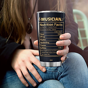 VAATOO Musician Coffee Tumbler Nutrition Facts Travel Mug With Lid Cool Birthday Gifts For Men Women Music Lovers Inspirational Sayings Cold Steel Tumblers Insulated Cup Hot Drink