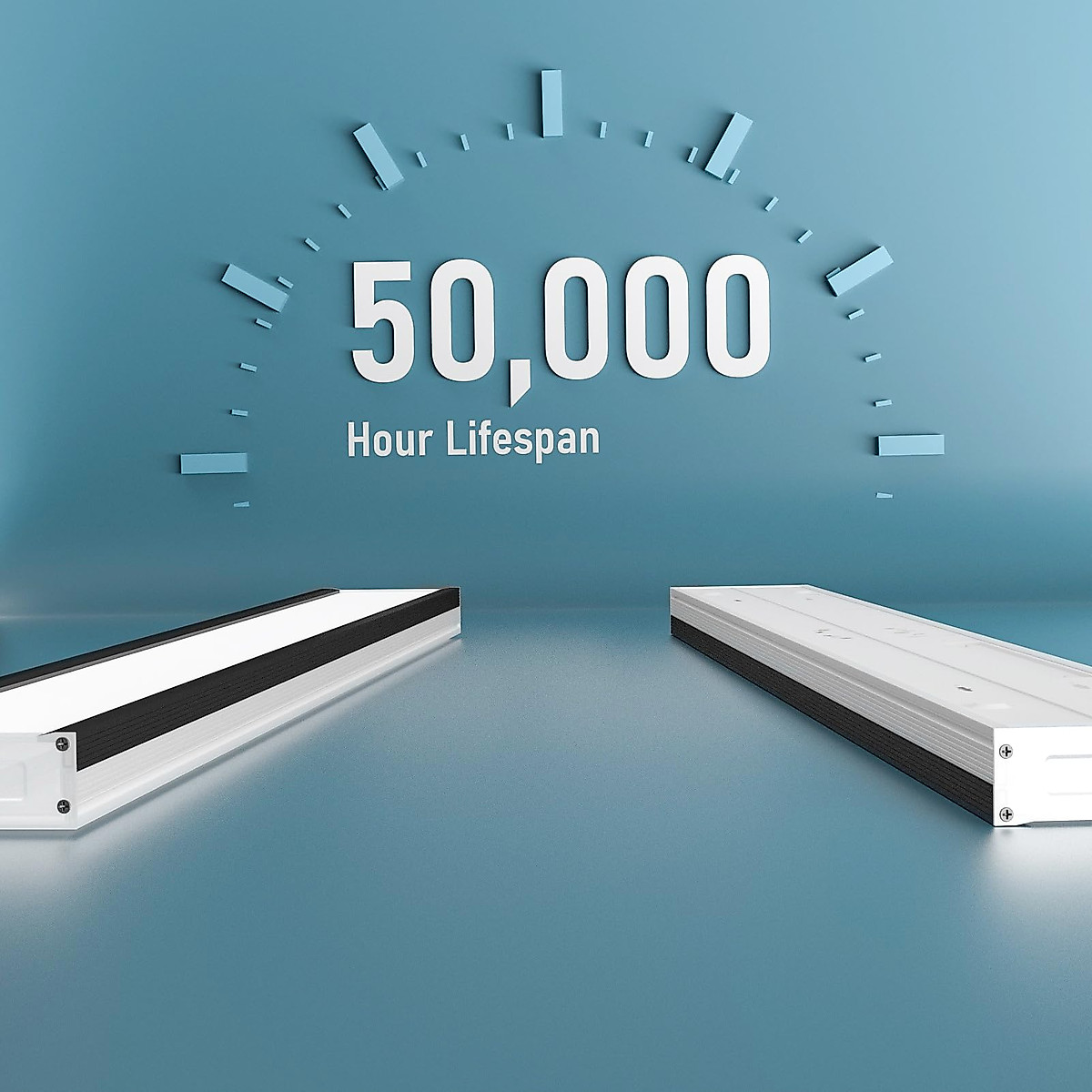 Lightdot 4FT-5IN LED Wraparound Shop Lights,100-277v Linkable,50W 4FT LED Light Fixtures for Garage Workshop Supermarket,7000LM [Eqv. 400W] 5000K Black&White,Flush and Hanging Mouting Available-1Pack