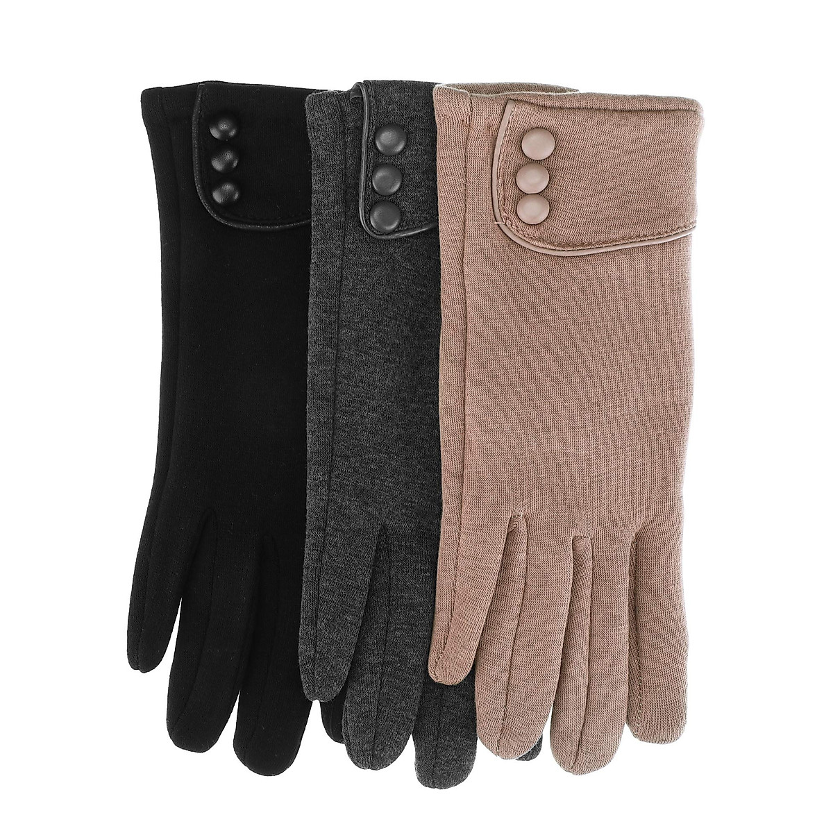Patelai 3 Pairs Womens Gloves Winter Touchscreen Texting Phone Windproof Gloves Fleece Lined Cold Weather Warm Gloves (Black, Gray, Khaki)