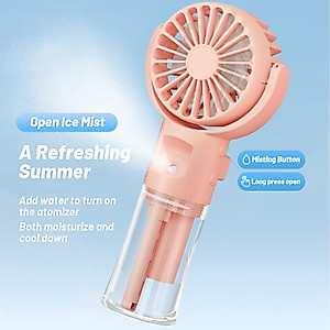 AJIJING Mini Portable Fan, Cooling Misting Fan, 4 Speeds Small Handheld Fan, USB Rechargeable Pocket Fan [14-32 Working Hours], Summer/Outdoor/Concerts, Gifts for Women (Pink)