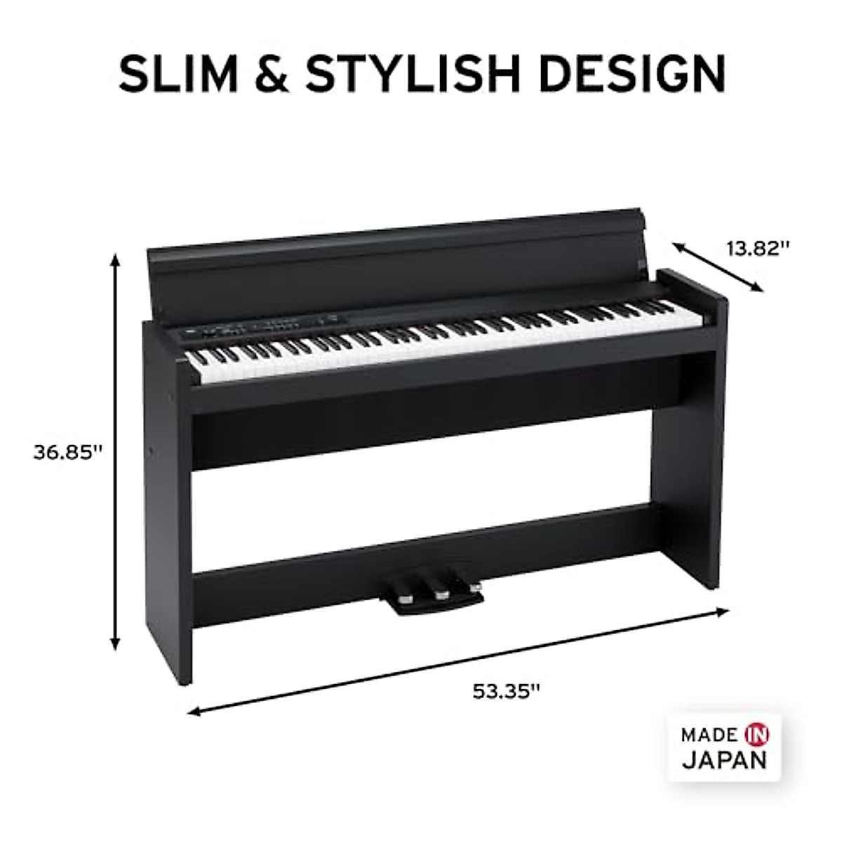 KORG, LP-380U Digital Home Piano with 88-Key Fully Weighted Keyboard, Built-in Speakers, Furniture Stand, and 3-Pedal Unit (LP-380-BK-U)