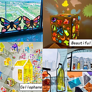 Crapyt 14 PCS Colored Cellophane Sheets 13.58"×9.76" Cellophane Paper is Applied to Photo Albums, Environmental Decoration and Manual DIY Cello Sheets