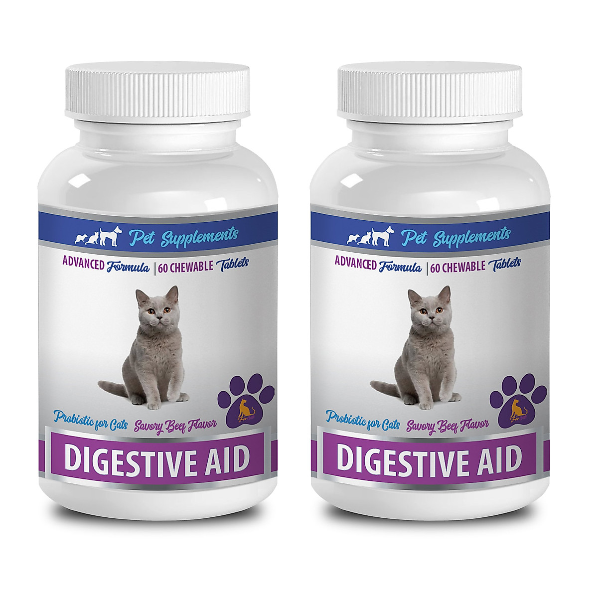 PET SUPPLEMENTS cat probiotic chew - Digestive AID - for Cats - Advanced PROBIOTIC - CHEWABLE - cat Digestive Care Food - 2 Bottle (120 Chews)
