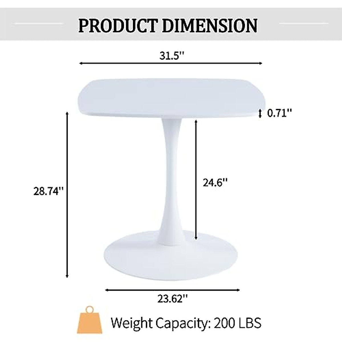 ANDORON Square Dining Table, 32 Inches Kitchen Tulip Table for 2-4 People with MDF Top and Metal Base, Modern Small Space Room Circle Table, End Table Leisure Coffee Side Table (32" - Square, White)