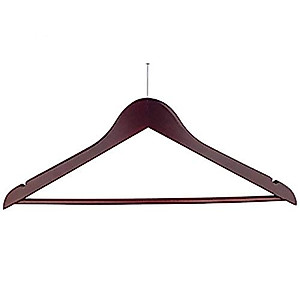 NAHANCO 60317BEC Wooden Suit Hanger, 17", Low Gloss Mahogany Finish with Ball Top Hook and Bright Chrome Hardware (Pack of 100)