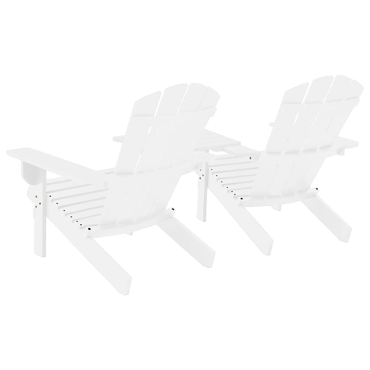 Tidyard Patio Adirondack Chairs with Tea Table Solid Wood Fir White Outdoor Fire Pit Chair Wooden Garden Armchair for Porch Pool Lawn Deck Backyard Balcony Outdoor