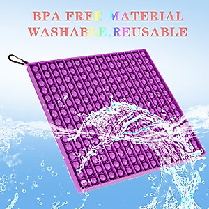 Jumbo Pop 225 Bubbles Big Pop Fidget Toy, Big Size Push Pop Sensory Toy, Cheap Blue Purple Rainbow Large Giant Huge Pops, Extra Large Square Stress Relief Autism Toy for Men and Women (Purple)