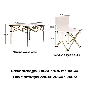 Outdoor Table and Chair Set Outdoor Aluminum Alloy Folding Table and Chair Portable Table Set, Portable Barbecue Camping Chair, Seven-Piece Set