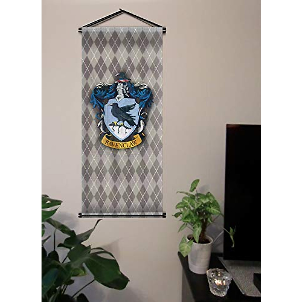 Magical Wizard Style Banner - 43in x 16in Wall Scroll - Boys Girls Birthday Party Flag - Ready to Hang - Perfect Barware Man Cave Gift - Unique HP Collectible Accessories Holiday Decoration Gifts (4 Blue)