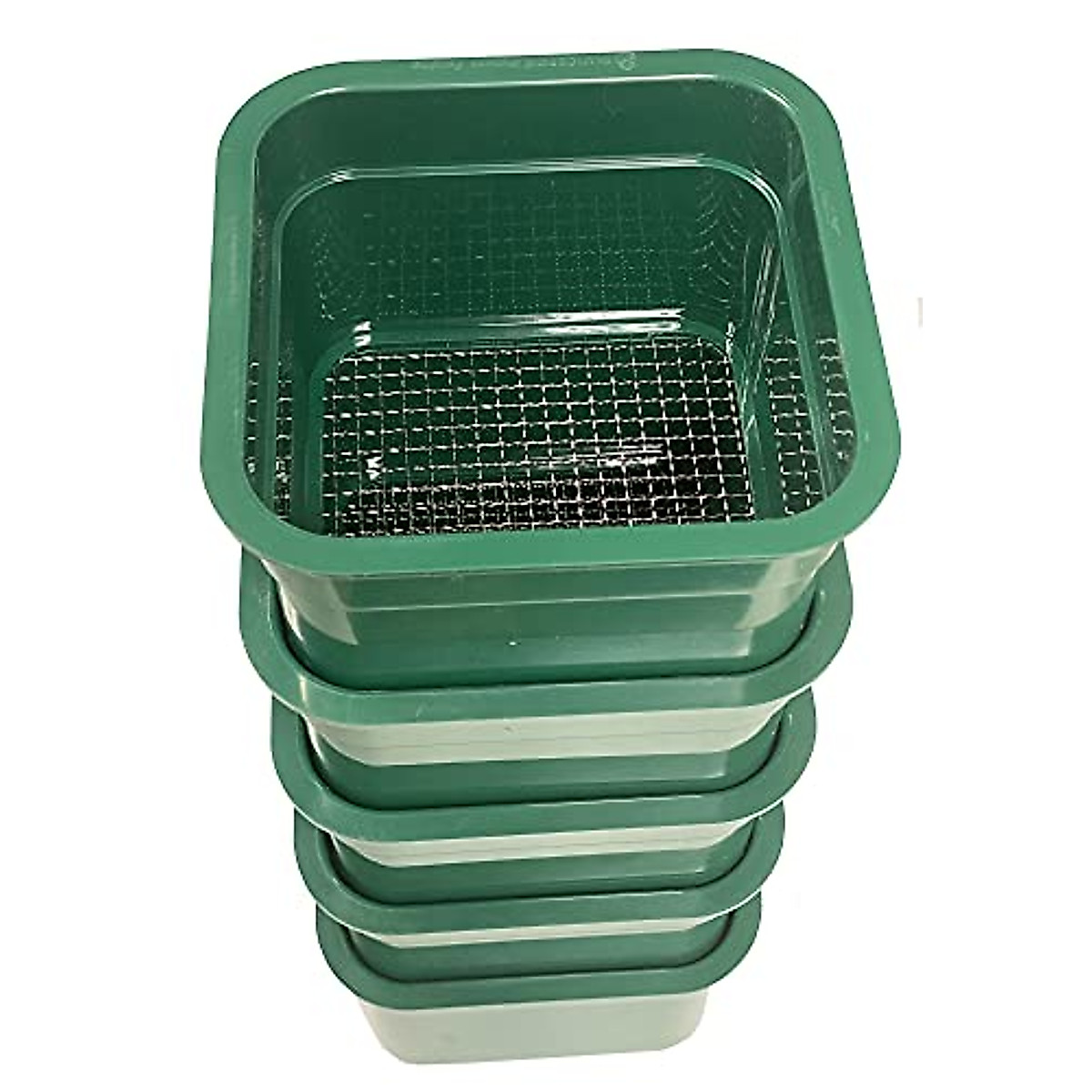 Sluice Fox 6 inch Gold classifiers; Set of Five Stacking sifting Pans with Stainless Steel mesh strainers for Gold panning; sharktooth and gem sifters; (Green)