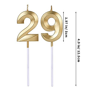 Gold 29th & 92nd Birthday Candles for Cakes, Number 29 92 Candle Cake Topper for Party Anniversary Wedding Celebration Decoration