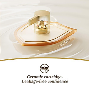 Brushed Gold 4 Inch 2 Handle Centerset Lead-Free Bathroom Faucet, Swivel Spout with Copper Pop Up Drain and 2 Water Supply Lines, BF015-1-BG