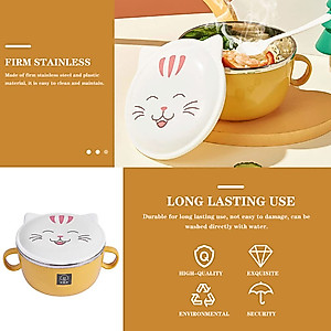 Stainless Steel Instant Noodle Bowl With Lid And Spoon Cartoon Bowl Multifunctional Soup Bowls Dinner Bowls for Home School