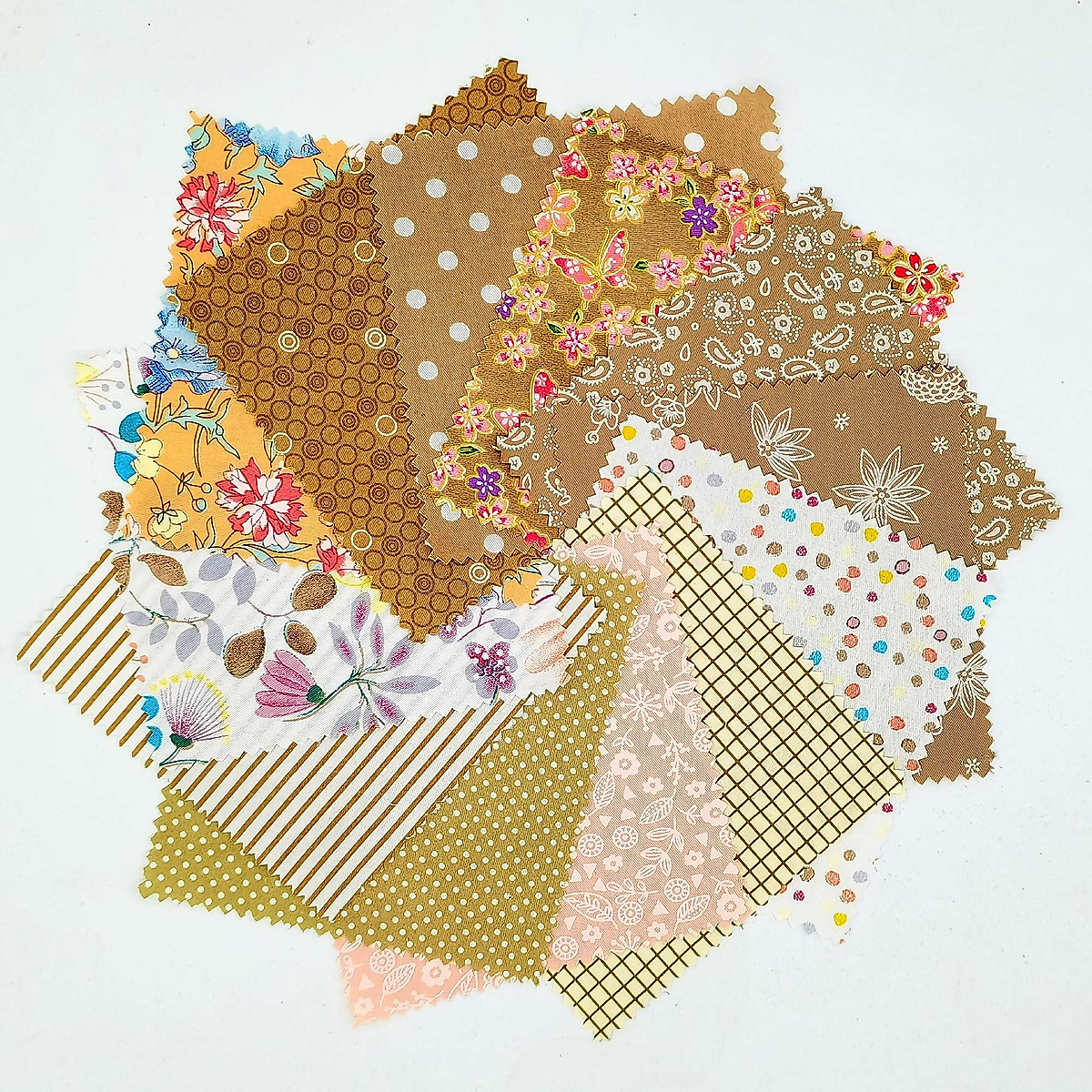 iNee Charm Packs for Quilting 5 inch, Precut Cotton Quilting Fabric Bundle, 48-5" Charm Squares, Light Coffee