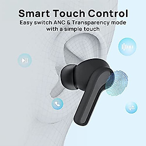 Konnek Stein True Wireless Earbuds, Bluetooth 5.1 Active Noise Cancelling Headphones, Sliding Design Charging Case 500mAh, IPX4 Waterproof, Deep Bass Built-in Mic Call for Business & Sports - Black