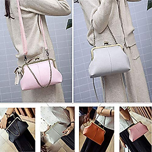 Abuyall Women Small Retro Purse Vintage Top Handle Handbag Kiss Lock Shoulder Bag Black