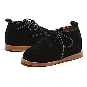 ESTINE Boys and Girls Zipper Lace Up Casual Outdoor Hiking Ankle Boots(Toddler/Little Kids)（Black,8M）