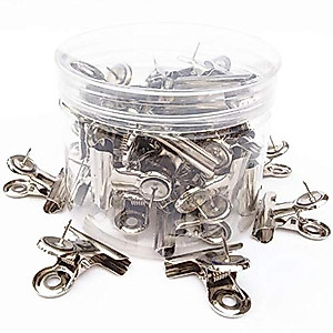 Z ZICOME 1.2" Metal Clips with Pins for Cork Boards, Bulletin Boards, Silver, 30 Pack